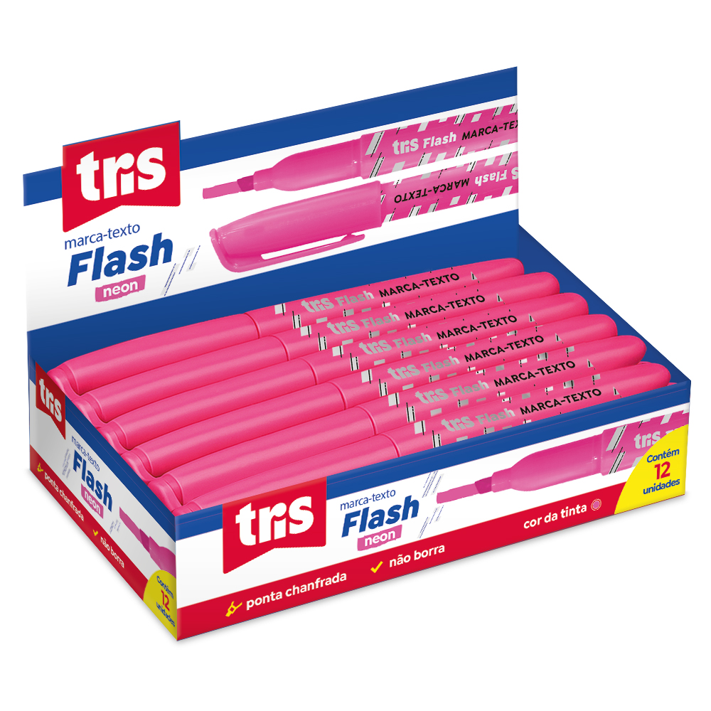 Marca-Texto Flash Neon Holic Pop – Display C/12 un – Tris – Tris