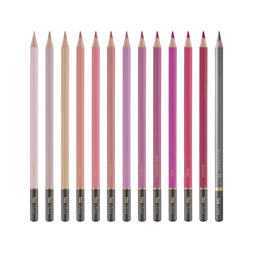 Lápis de Cor Vibes – Tons Rosé – 12 Cores + 1 Lápis 6B – Tris – Tris