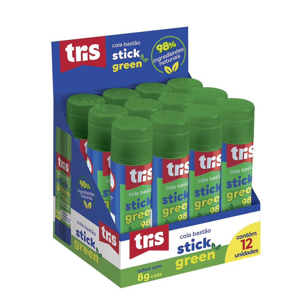 Cola Bastão Stick Green – 8g – Display C/ 12un – Tris – Tris