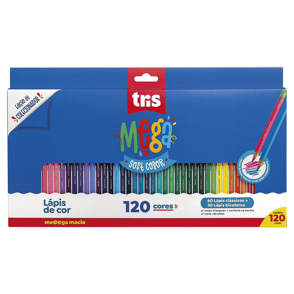 Lápis de Cor Mega Soft Color – 120 Cores – 90 Lápis de Cor – Tris – Tris